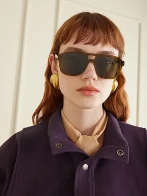 Saint Laurent Aviator-style Sunglasses - Tortoiseshell