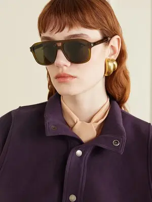 Saint Laurent Aviator-style Sunglasses - Tortoiseshell