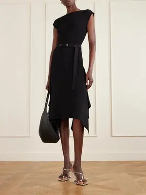 Proenza Schouler Artemis Belted Ribbed-knit Midi Dress - Black