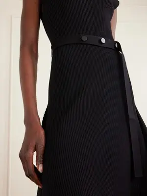 Proenza Schouler Artemis Belted Ribbed-knit Midi Dress - Black