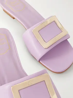 ROGER VIVIER 20 Buckled Padded-leather Mules - Purple