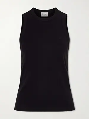 Saint Laurent Embroidered Ribbed Tank - Black