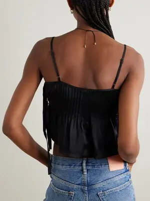 R13 Cropped Tie-detailed Pintucked Camisole