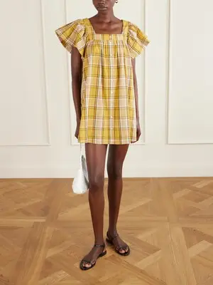 Sea Copeland Plaid Cotton-poplin Mini Dress