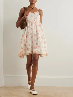 R13 Ruffled Printed Silk-chiffon Mini Dress