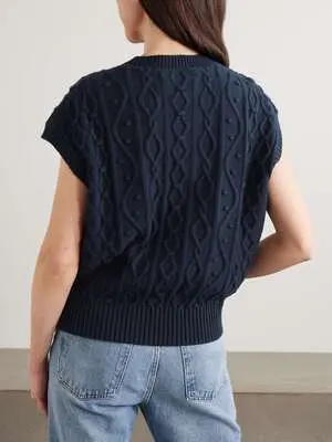 Purdey Cable-knit Cotton And Cashmere-blend Vest