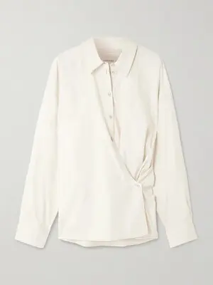 LEMAIRE Twisted Cotton And Silk-blend Poplin Wrap Shirt - Neutrals