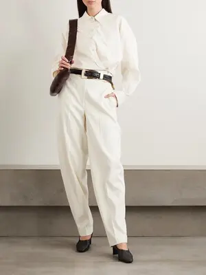 LEMAIRE Twisted Cotton And Silk-blend Poplin Wrap Shirt - Neutrals