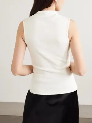 LEMAIRE Tie-neck Ribbed Jersey Top - White