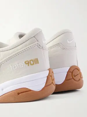 Nike T90 Embroidered Croc-effect Leather Sneakers - Neutrals