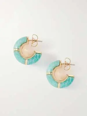 LIZZIE FORTUNATO Zellige Gold-plated Amazonite Hoop Earrings - Bright Blue
