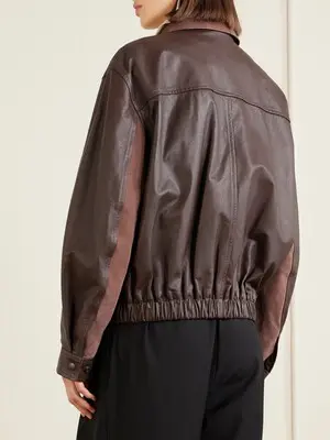 LEMAIRE Suede-trimmed Leather Jacket - Brown