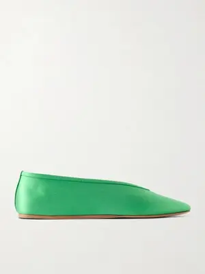 Le Monde Beryl Luna Satin Ballet Flats Green