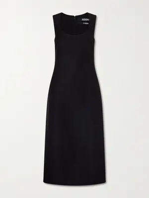 Jacquemus Tablier Linen-blend Midi Dress - Black
