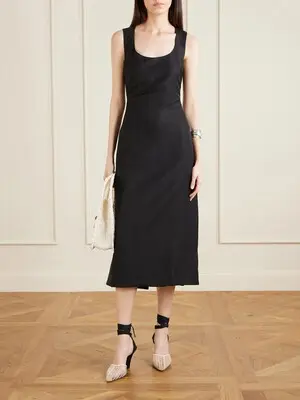Jacquemus Tablier Linen-blend Midi Dress - Black