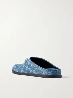 Gucci Horsebit-embellished Printed Denim Mules