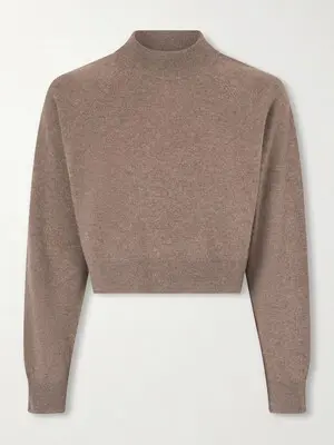 JIL SANDER Cropped Wool And Cashmere-blend Sweater - Brown