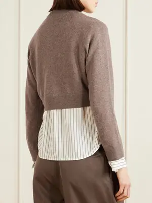 JIL SANDER Cropped Wool And Cashmere-blend Sweater - Brown