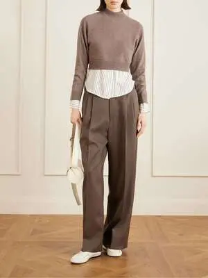 JIL SANDER Cropped Wool And Cashmere-blend Sweater - Light Brown