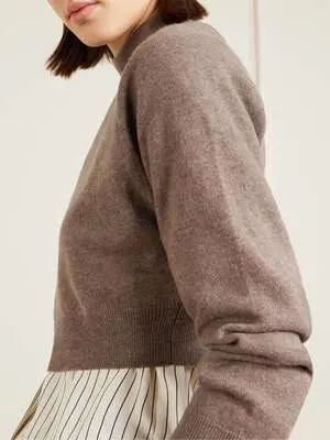 JIL SANDER Cropped Wool And Cashmere-blend Sweater - Light Brown