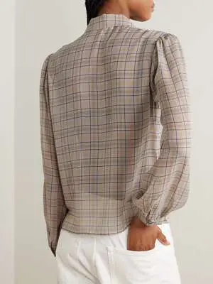 FRAME Plaid Silk-chiffon Shirt