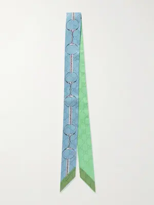 Gucci Printed Silk-twill Jacquard Scarf - Green