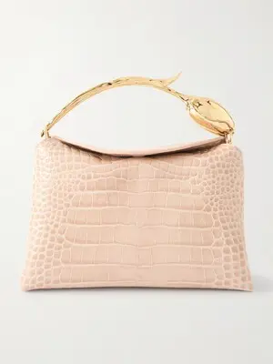 Erdem Bloom Croc-effect Leather Shoulder Bag - Pink