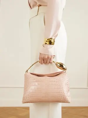 Erdem Bloom Croc-effect Leather Shoulder Bag - Pink