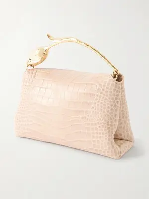 Erdem Bloom Croc-effect Leather Shoulder Bag - Pink