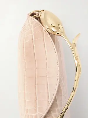 Erdem Bloom Croc-effect Leather Shoulder Bag - Pink