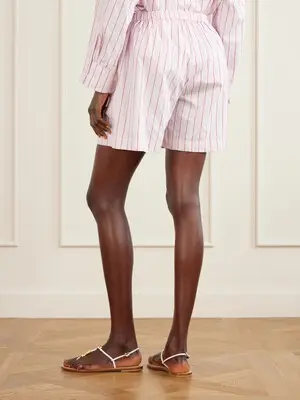 Faithfull The Brand Angelo Striped Cotton-poplin Shorts - Pink