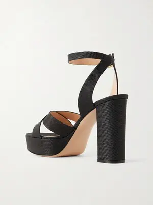 GIANVITO ROSSI Sabrina Haiti 70 Raffia Platform Sandals - Black