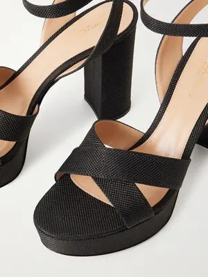 GIANVITO ROSSI Sabrina Haiti 70 Raffia Platform Sandals - Black