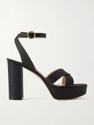 GIANVITO ROSSI Sabrina Haiti 70 Raffia Platform Sandals - Black