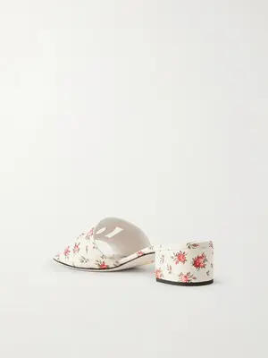 Dolce & Gabbana Bianca Floral-print Leather Mules - White