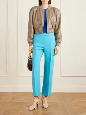 Chloé Cropped Leather Bomber Jacket - Neutrals