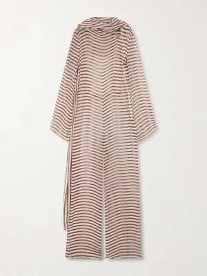 Cult Gaia Lakelyn Striped Silk-chiffon Coverup - Sand