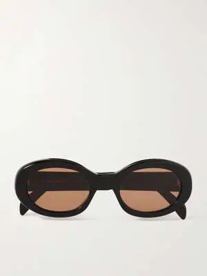 Celine Triomphe Oval-frame Sunglasses - Black
