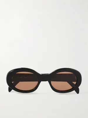 Celine Triomphe Oval-frame Sunglasses - Black