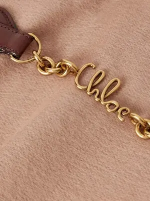 Chloé Fringed Embellished Leather-trimmed Wool Scarf