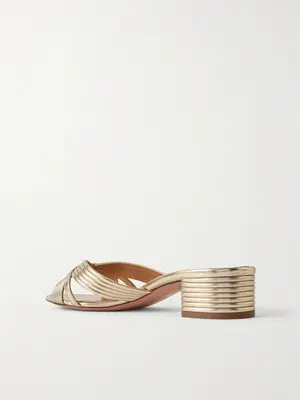 AQUAZZURA Sundance 35 Metallic Leather Mules