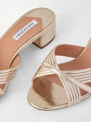 AQUAZZURA Sundance 35 Metallic Leather Mules