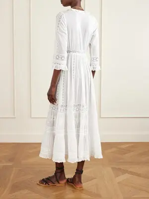 DÔEN Clemencia Organic Cotton-voile Midi Dress - White