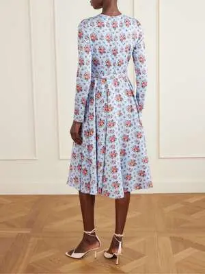 Dolce & Gabbana Belted Floral-print Silk-blend Midi Dress