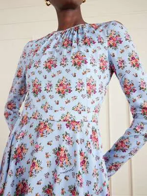 Dolce & Gabbana Belted Floral-print Silk-blend Midi Dress
