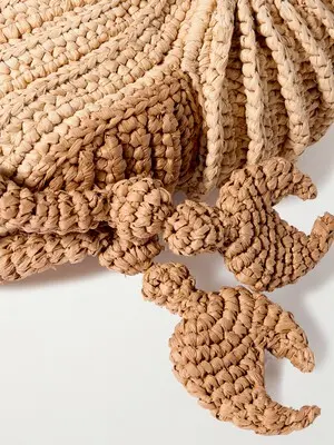 ANYA HINDMARCH Hermit Crab Leather-trimmed Raffia Shoulder Bag
