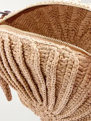 ANYA HINDMARCH Hermit Crab Leather-trimmed Raffia Shoulder Bag