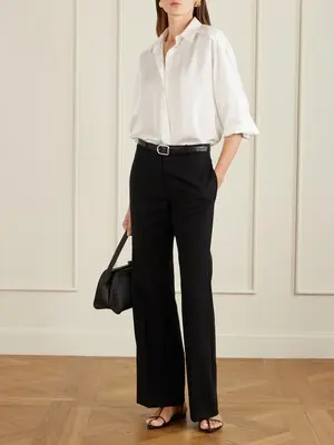 Another Tomorrow Silk-twill Shirt - Neutrals