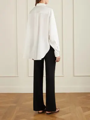 Another Tomorrow Silk-twill Shirt - Neutrals