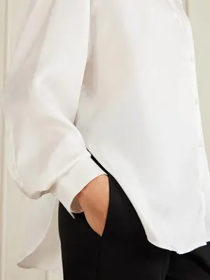 Another Tomorrow Silk-twill Shirt - Neutrals